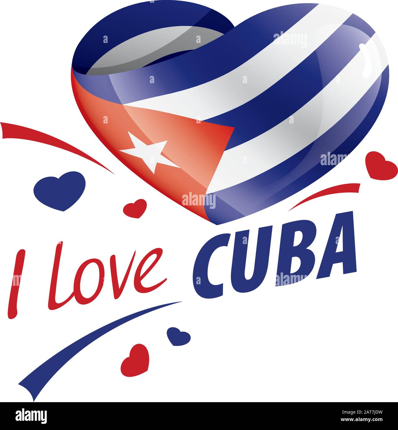 National flag of the Cuba in the shape of a heart and the inscription I ...