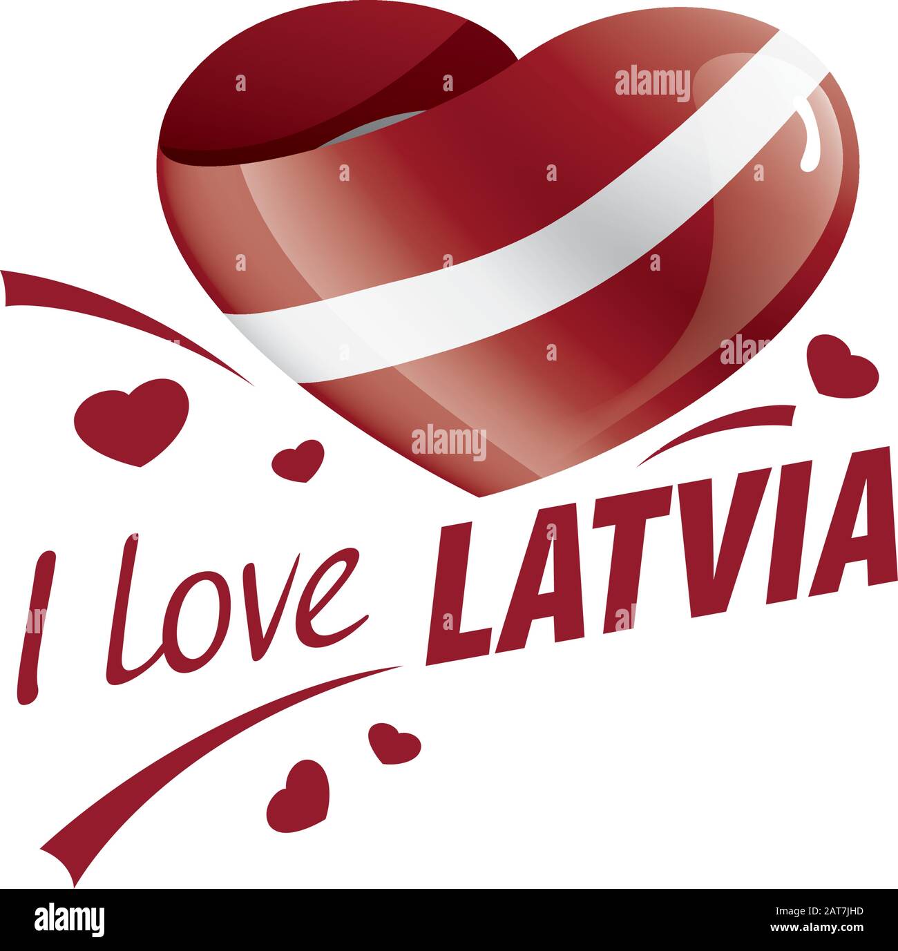 National flag of the latvia in the shape of a heart and the inscription ...