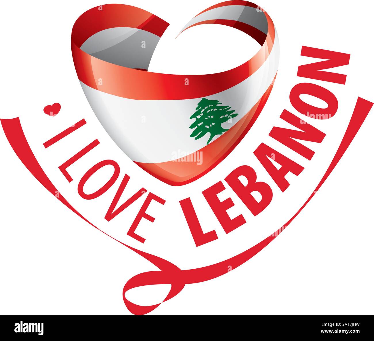 National flag of the Lebanese in the shape of a heart and the ...