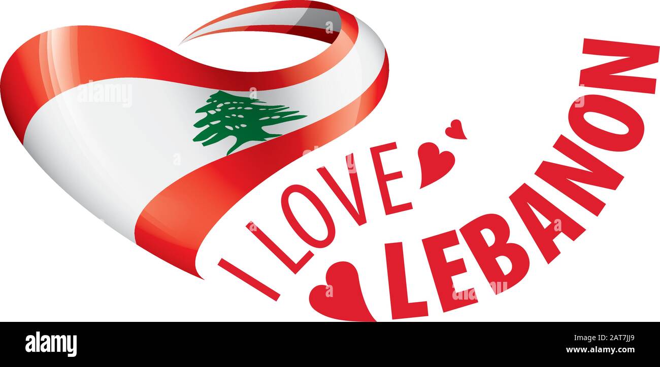 National flag of the Lebanese in the shape of a heart and the ...