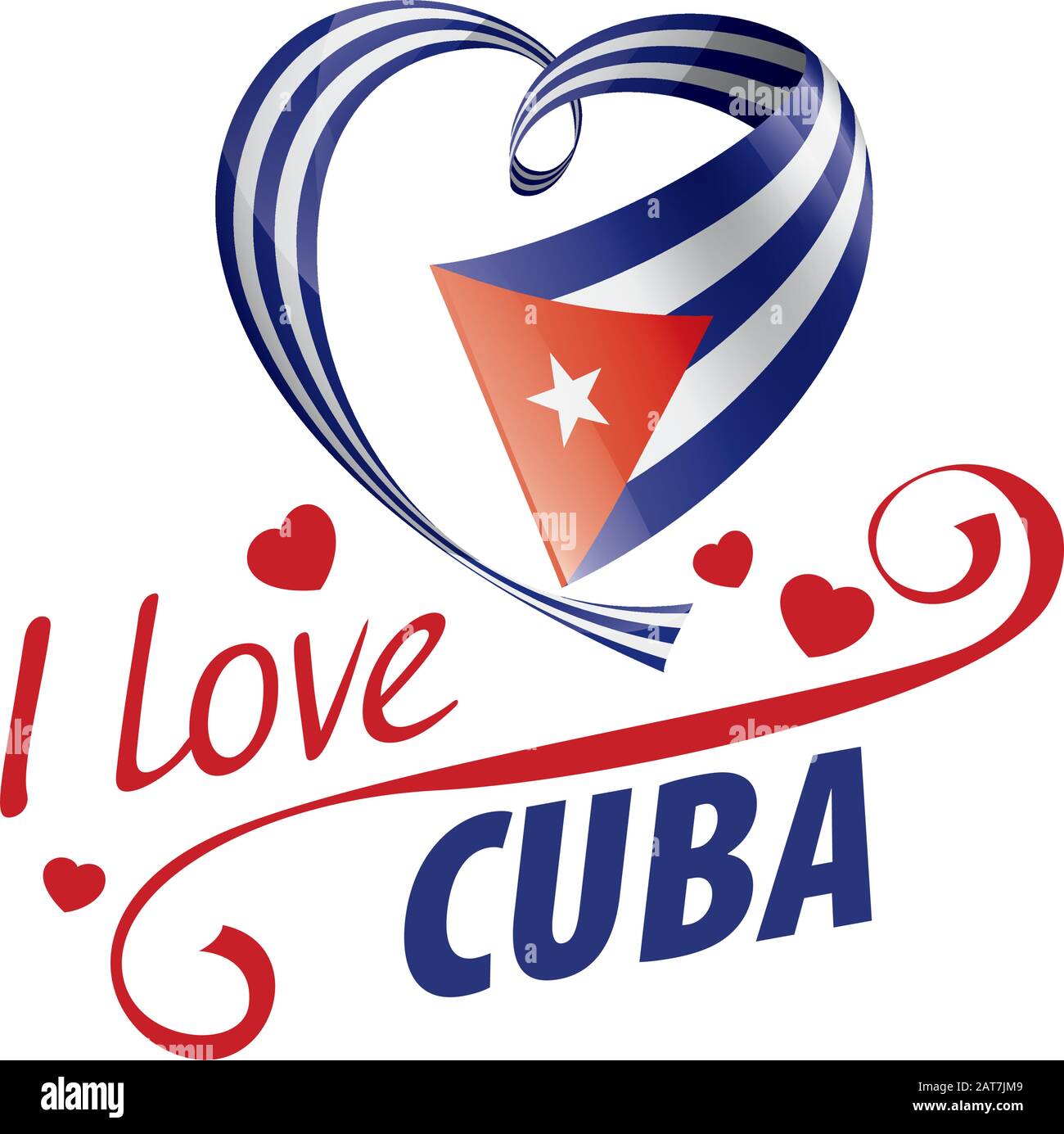 National flag of the Cuba in the shape of a heart and the inscription I ...