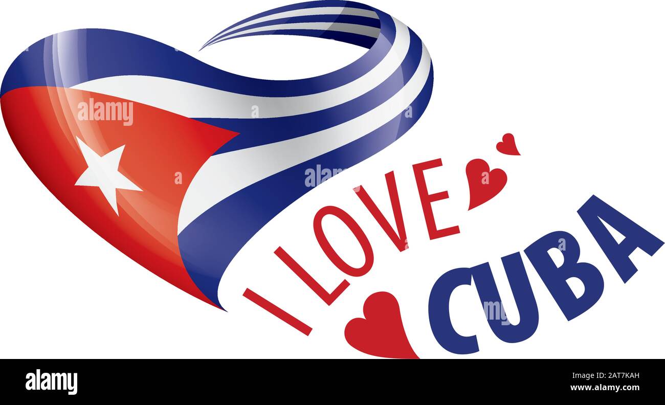 National flag of the Cuba in the shape of a heart and the inscription I ...