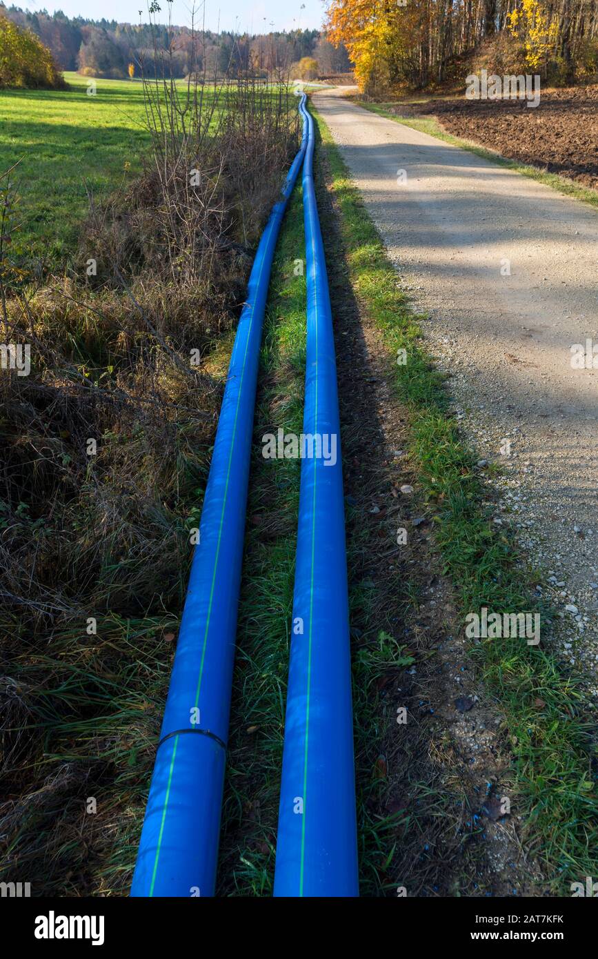 Laying of gas pipelines, Upper Franconia, Bavaria, Germany Stock Photo ...