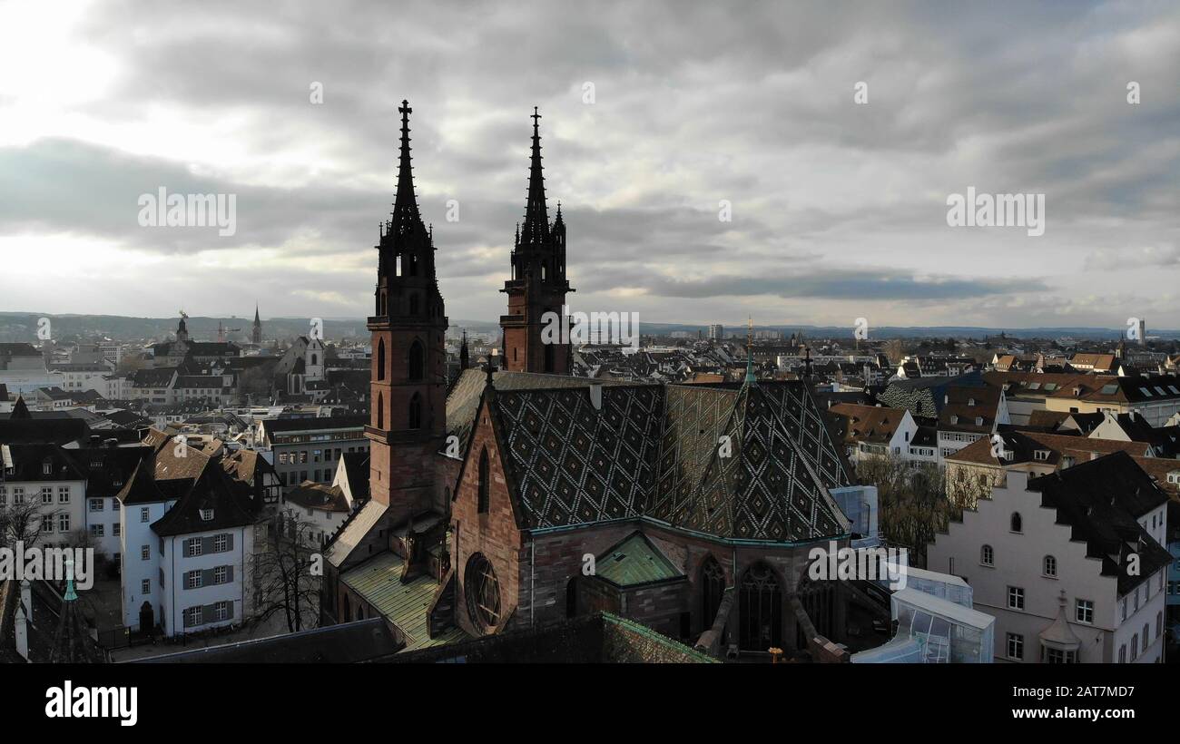 Basel Switzerland captured by drone Stock Photo - Alamy