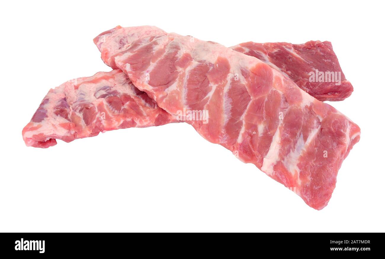 Racks of fresh raw pork meat ribs isolated on a white background Stock ...