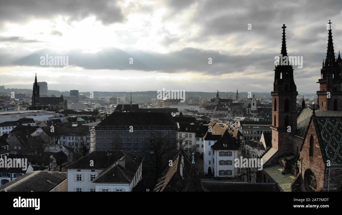 Basel Switzerland captured by drone Stock Photo - Alamy
