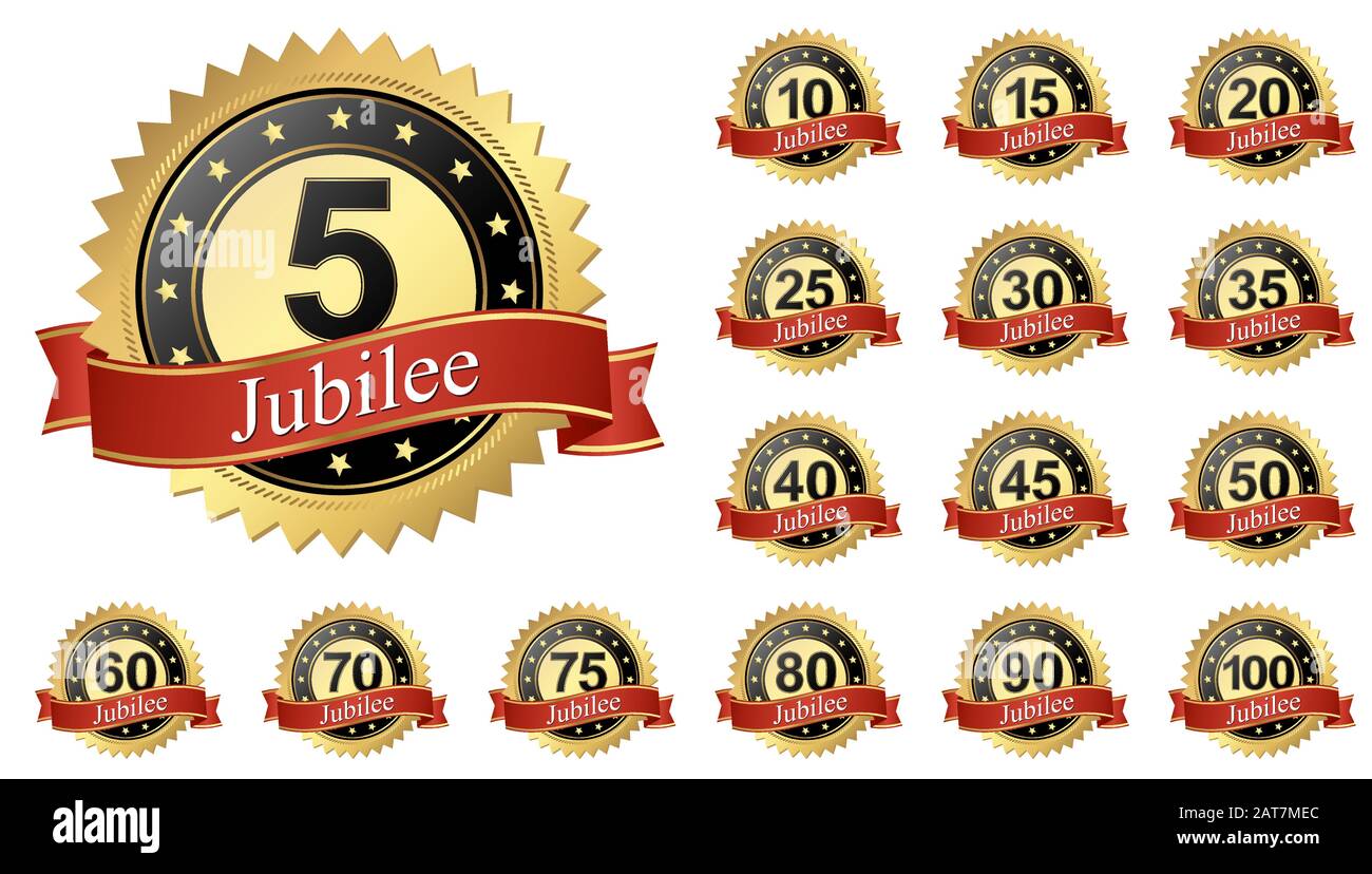 eps 10 vector illustration of Jubilee button with banners collection 5 ...