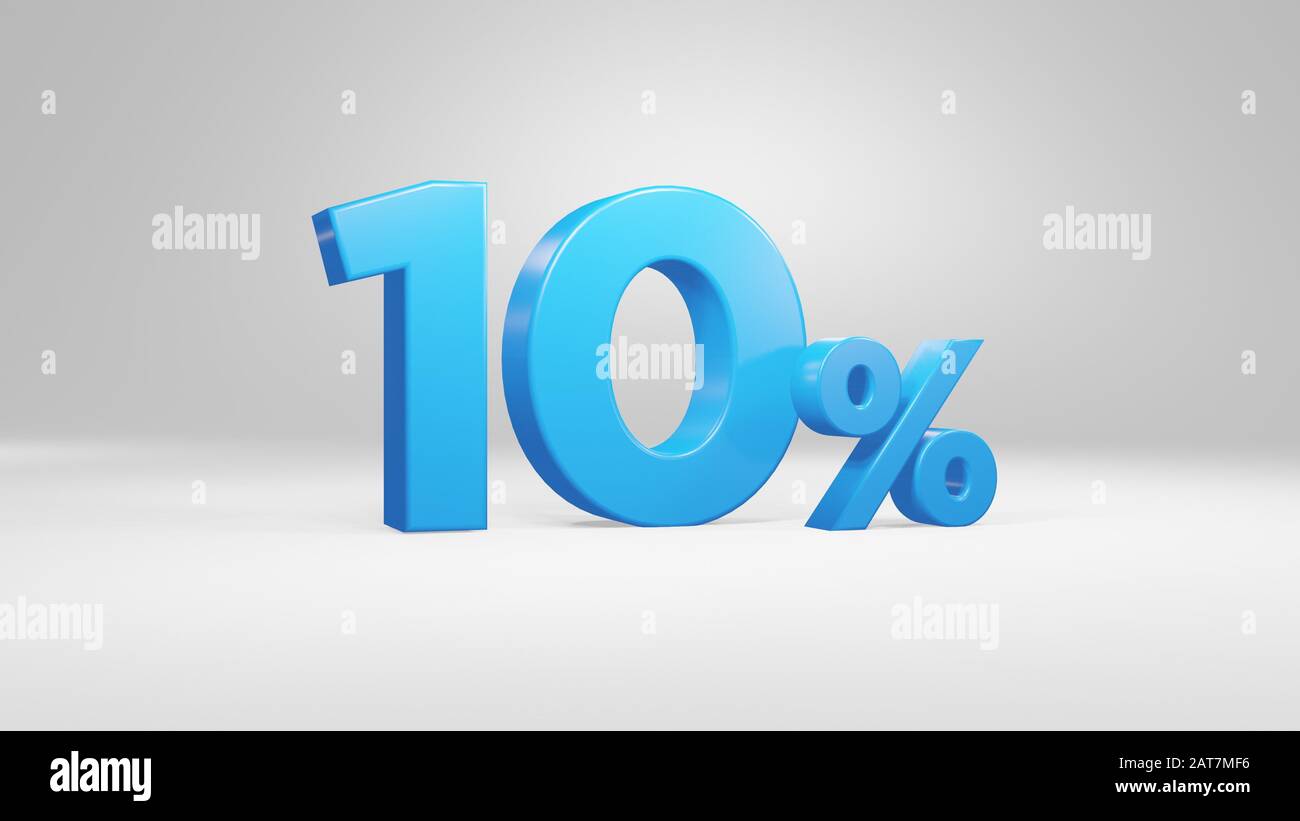 10 Percent in blue 3D font on white background for business ...