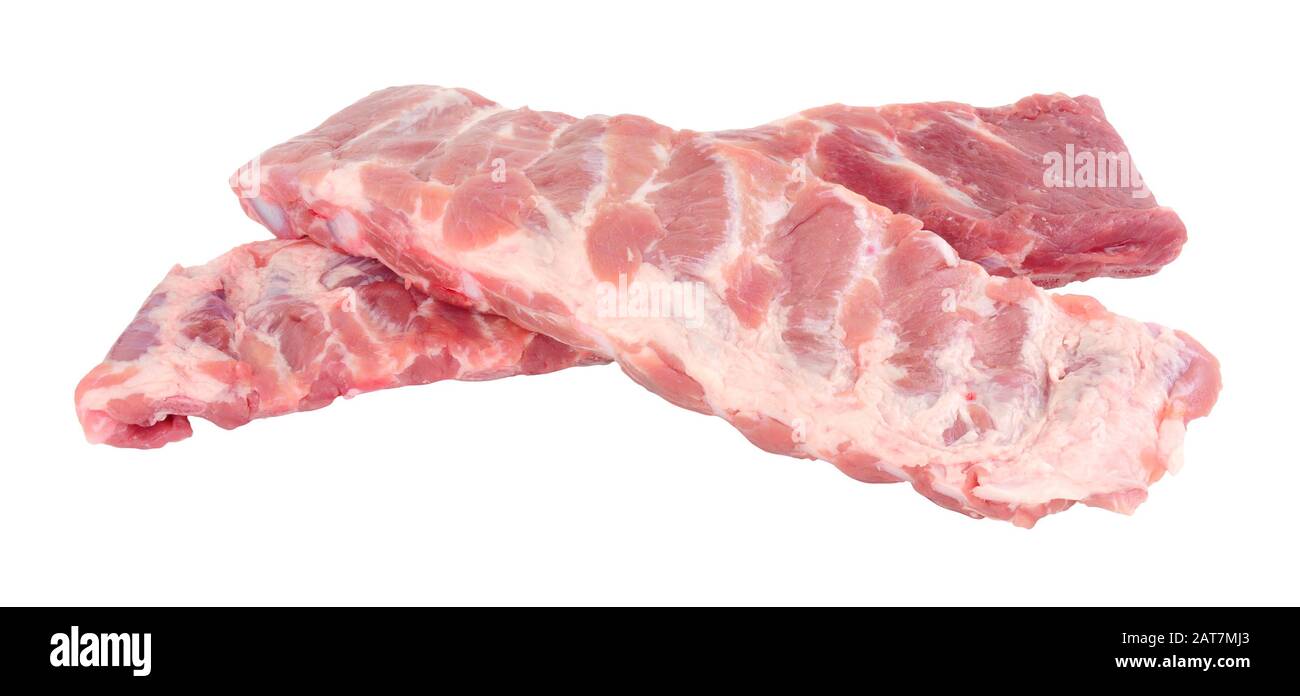 Racks of fresh raw pork meat ribs isolated on a white background Stock ...