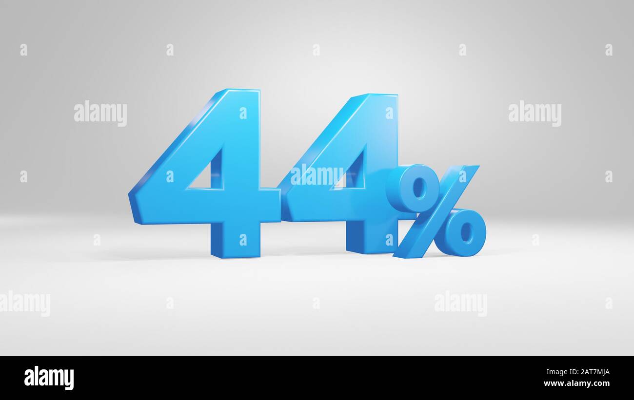 44 Percent in blue 3D font on white background for business ...