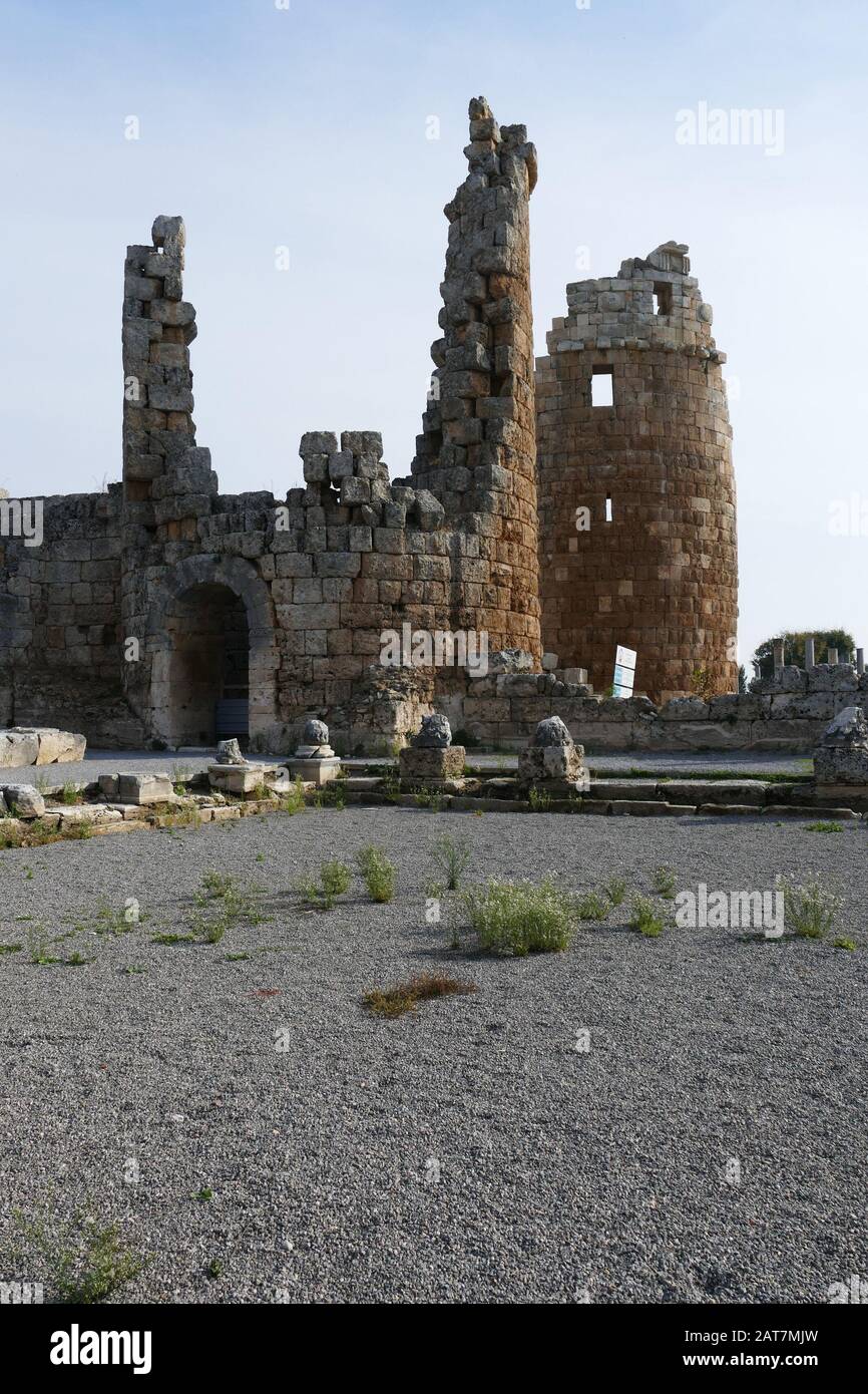 Hellenstic Gate, Perge Turkey Stock Photo - Alamy