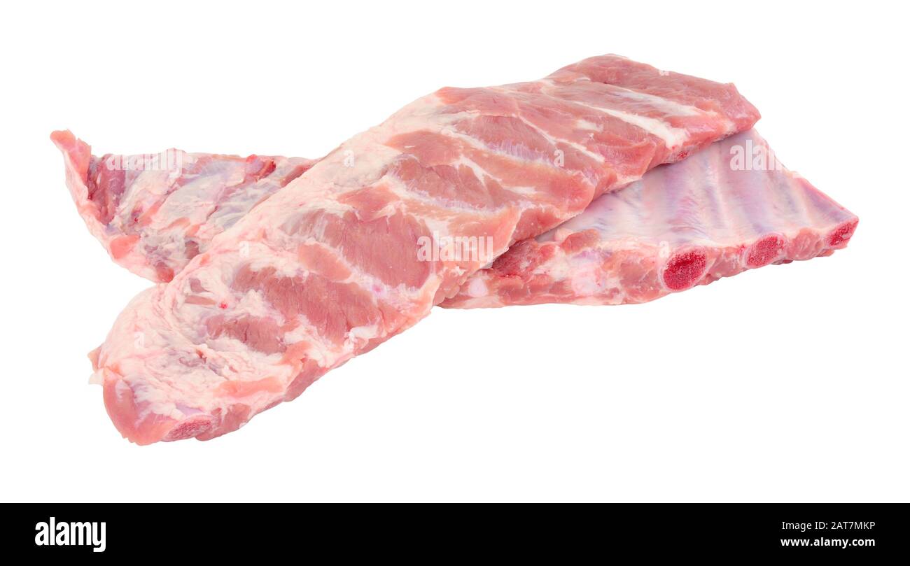 Racks of fresh raw pork meat ribs isolated on a white background Stock ...