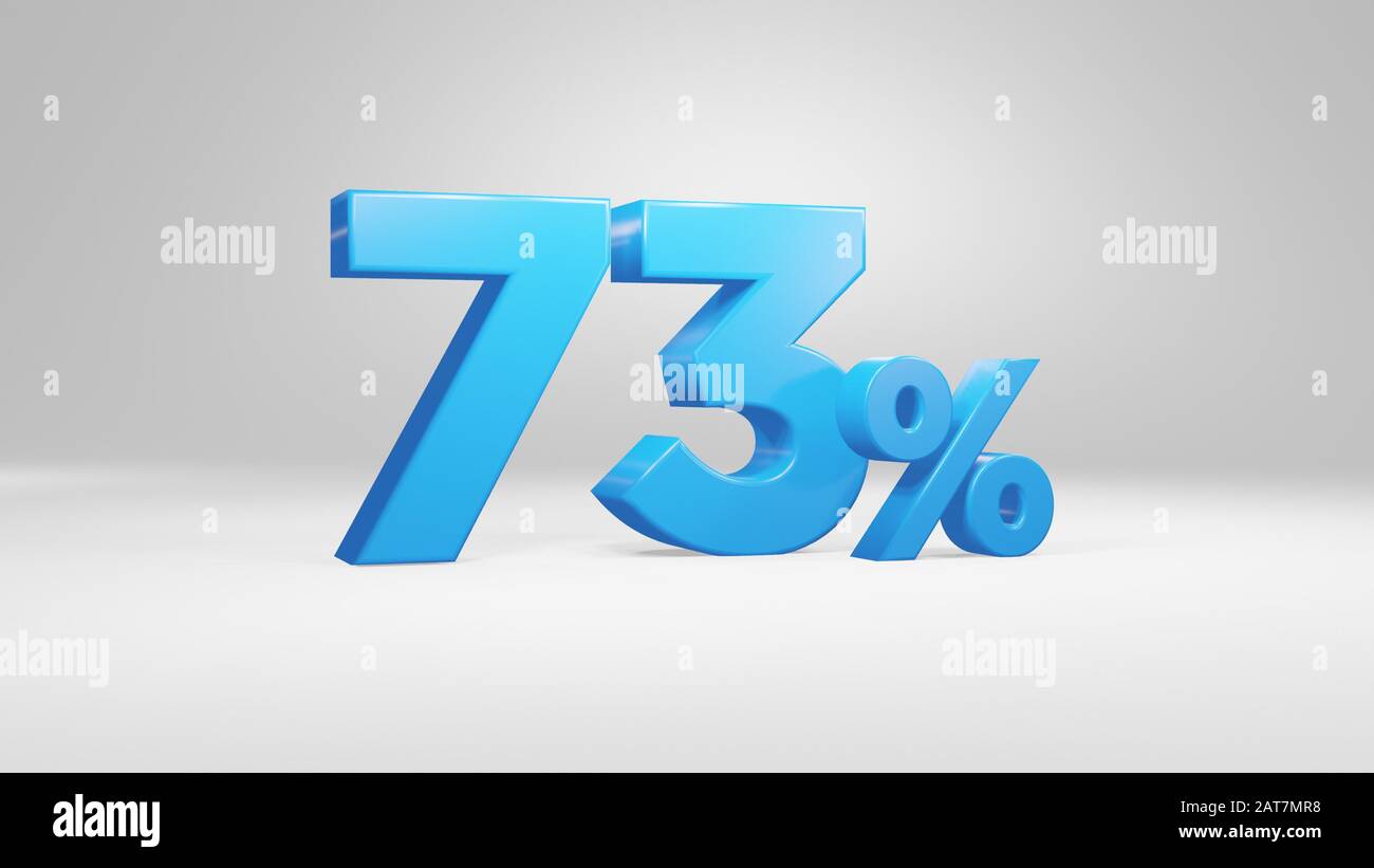 73 Percent in blue 3D font on white background for business ...