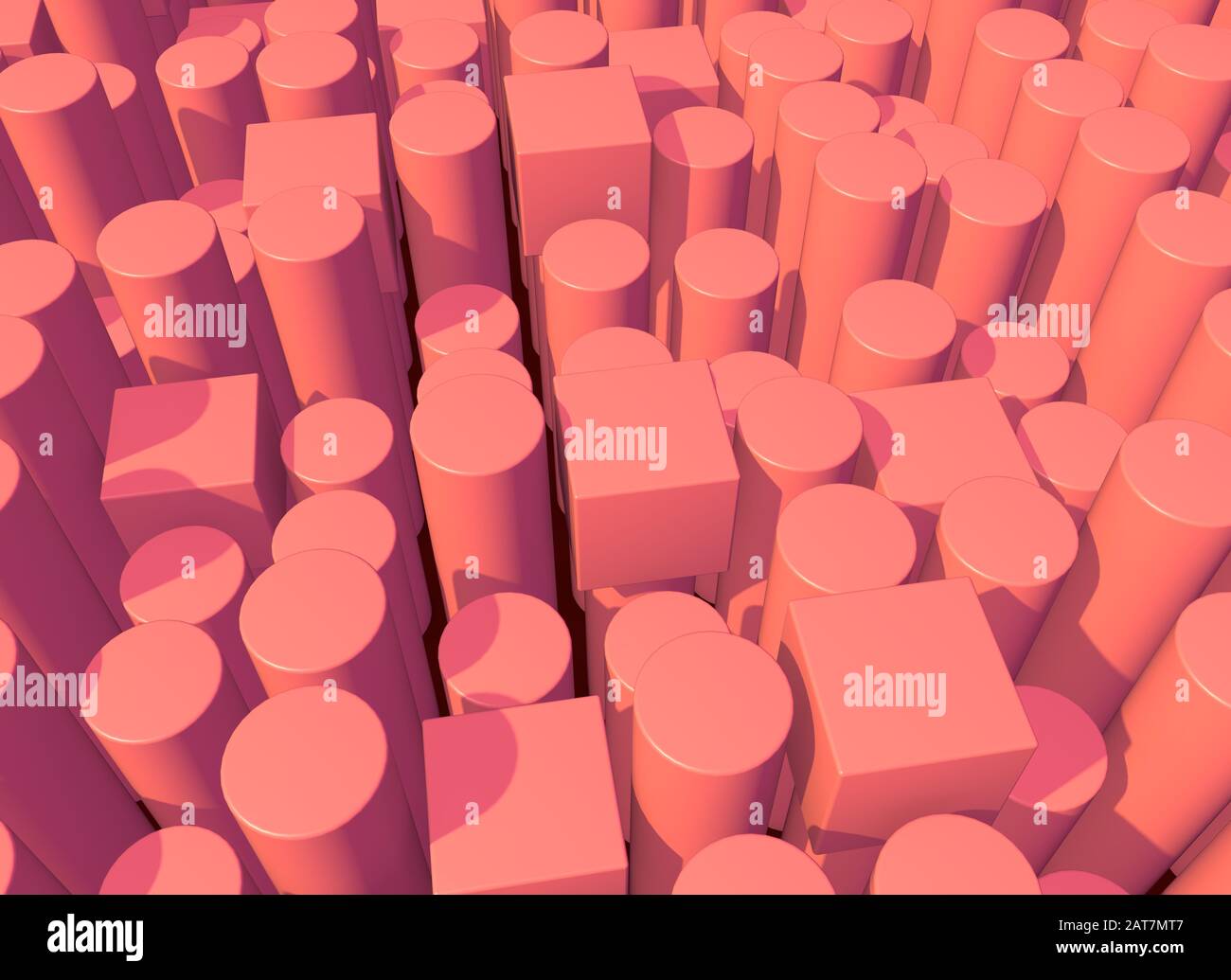 Abstract background with living coral colored pillars structure ...