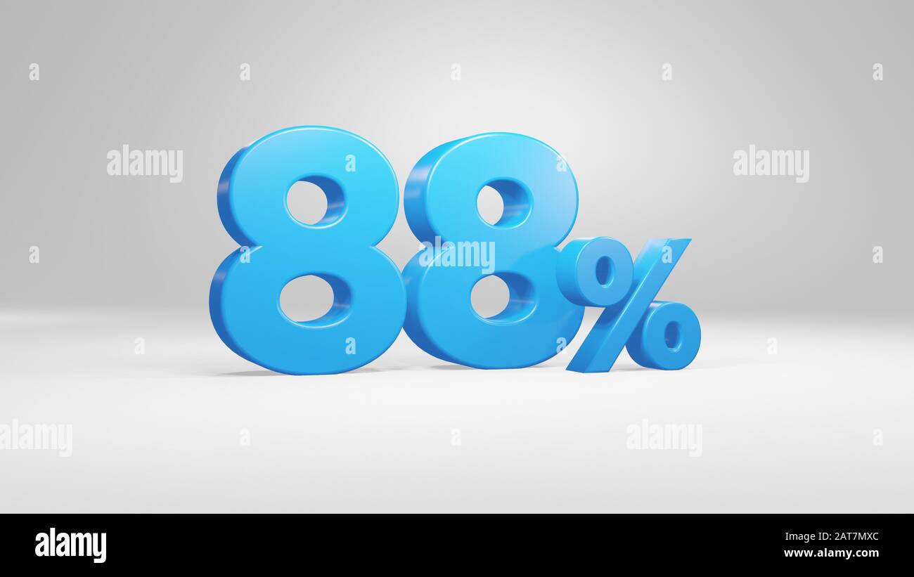 88 Percent in blue 3D font on white background for business ...