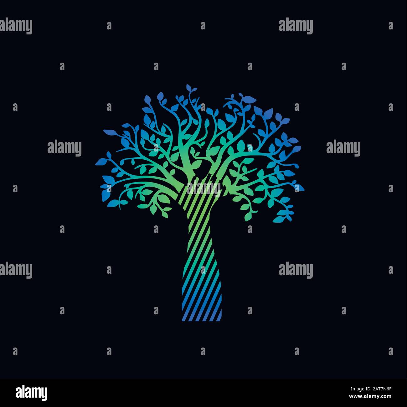 Neon tree with branches on a black background Stock Vector Image & Art ...