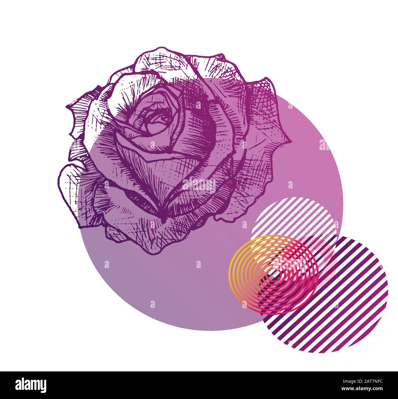 Sketch of a purple rose tattoo and geometry Stock Vector Image & Art ...