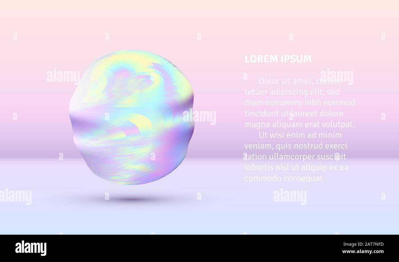 Vibrant colored vaporwave styled abstract ball shape with holographic ...
