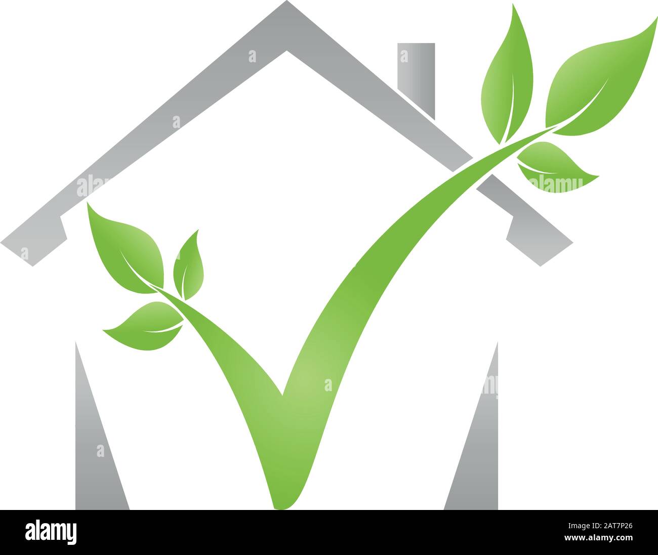 House, plant, check mark, real estate chek, logo Stock Vector Image ...