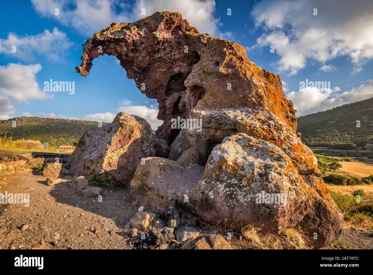 Roccia dell'Elefante, red trachyte Elephant Rock, at sunrise, near ...
