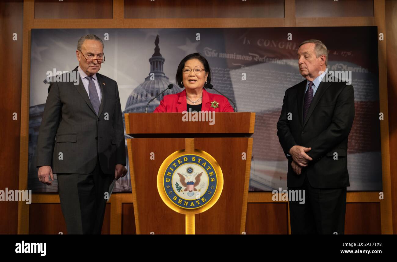 Senator Mazie Hirono (D-Hawaii), along with other Senate Democrats ...