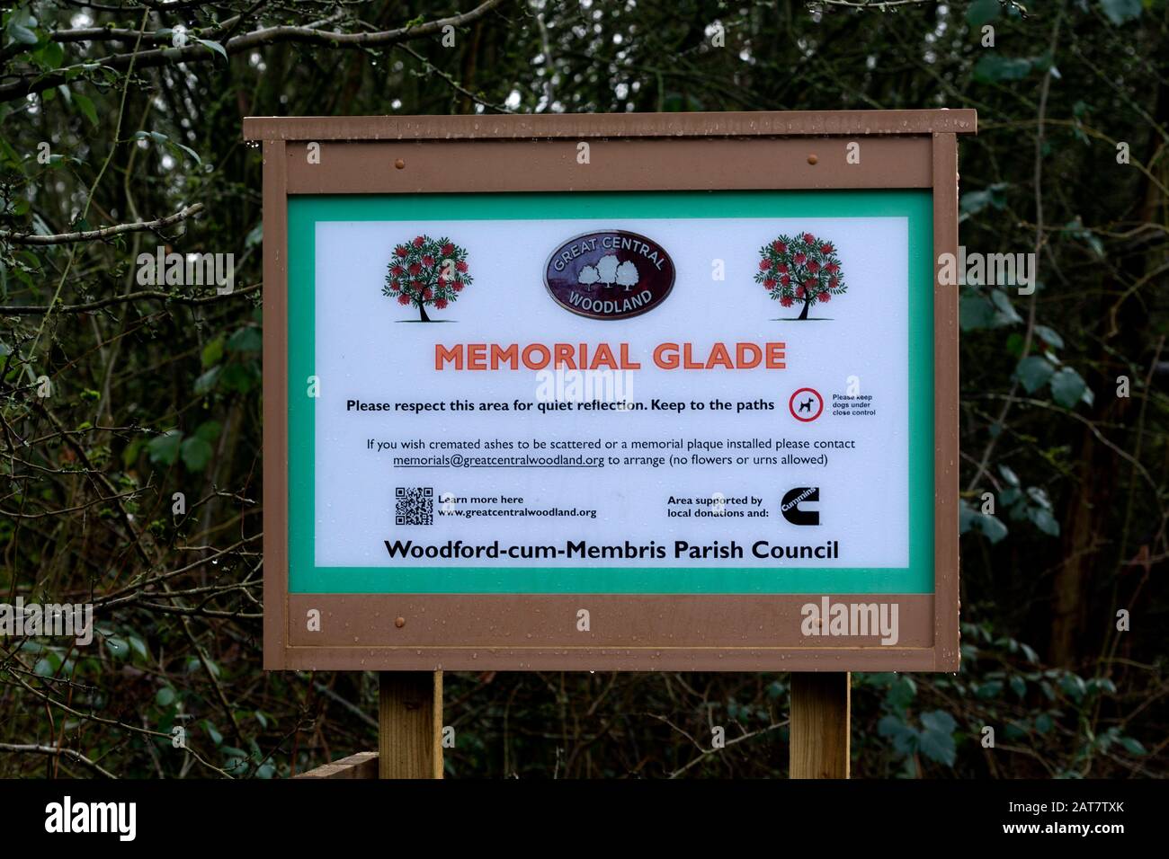 Memorial Glade sign, Great Central Woodland, Woodford Halse ...