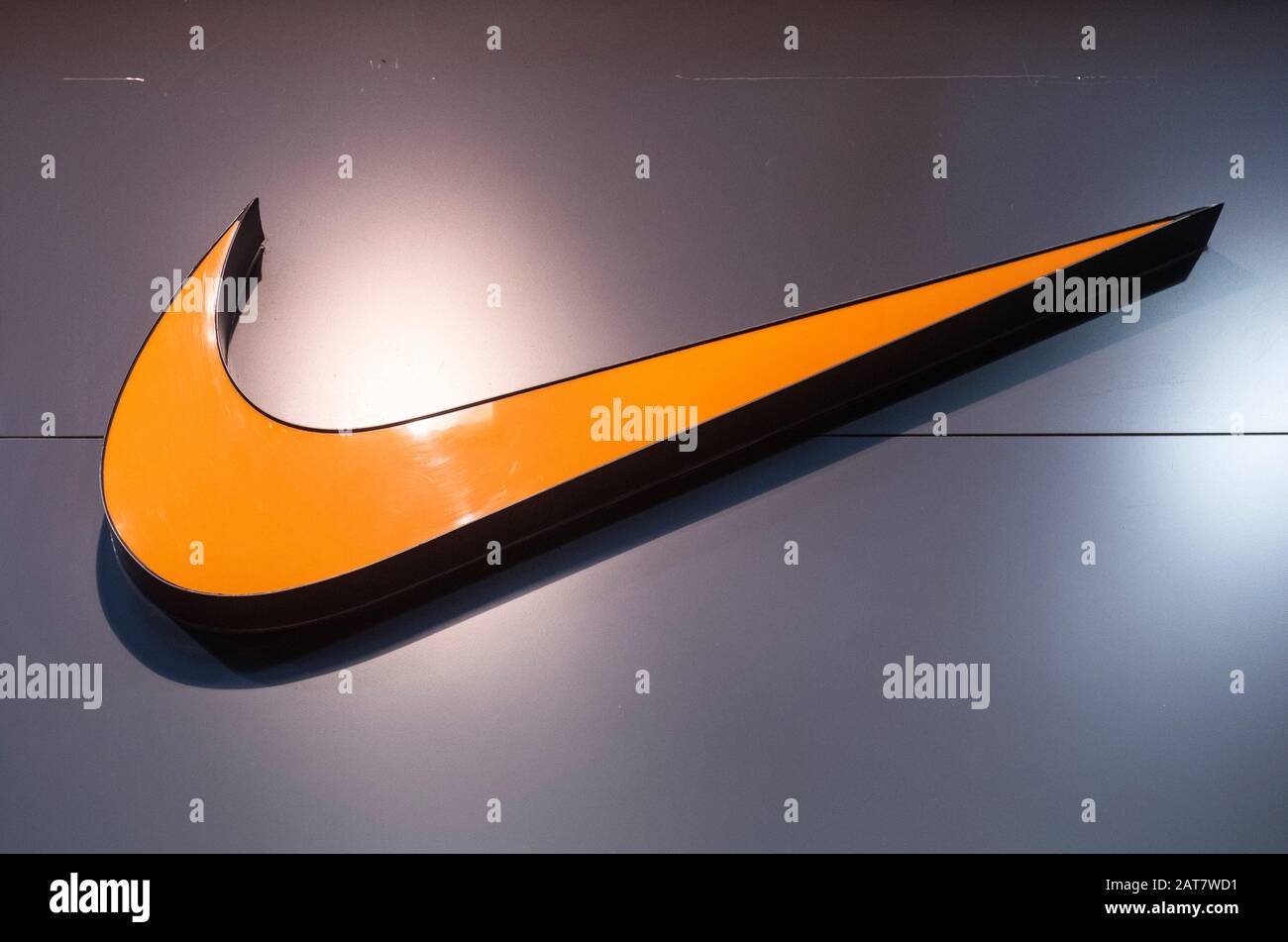 American multinational sport clothing brand Nike store and logo seen in ...