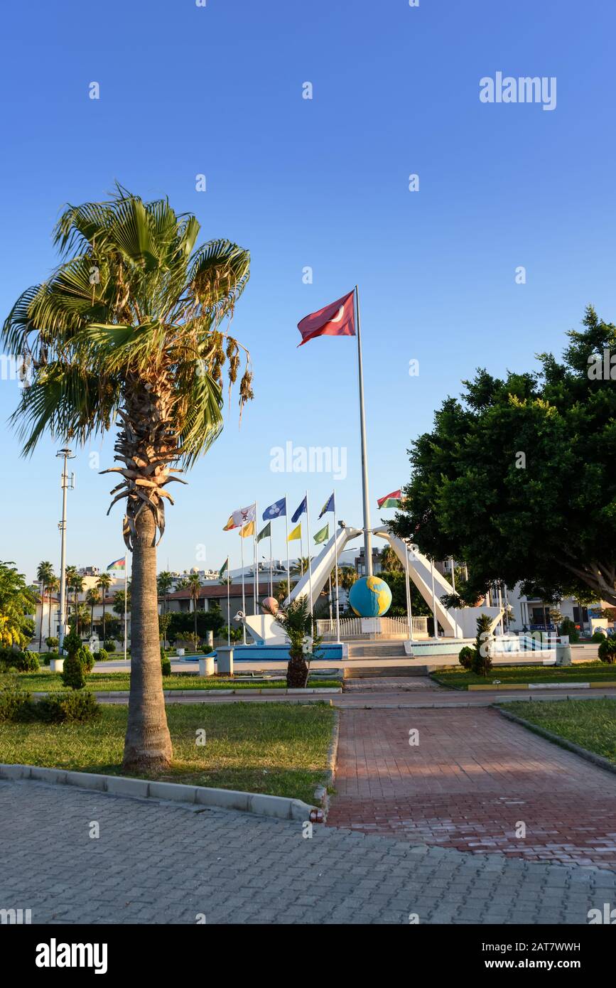 Turkey, Hatay - August 24, 2019: The Monument with waving flag in ...
