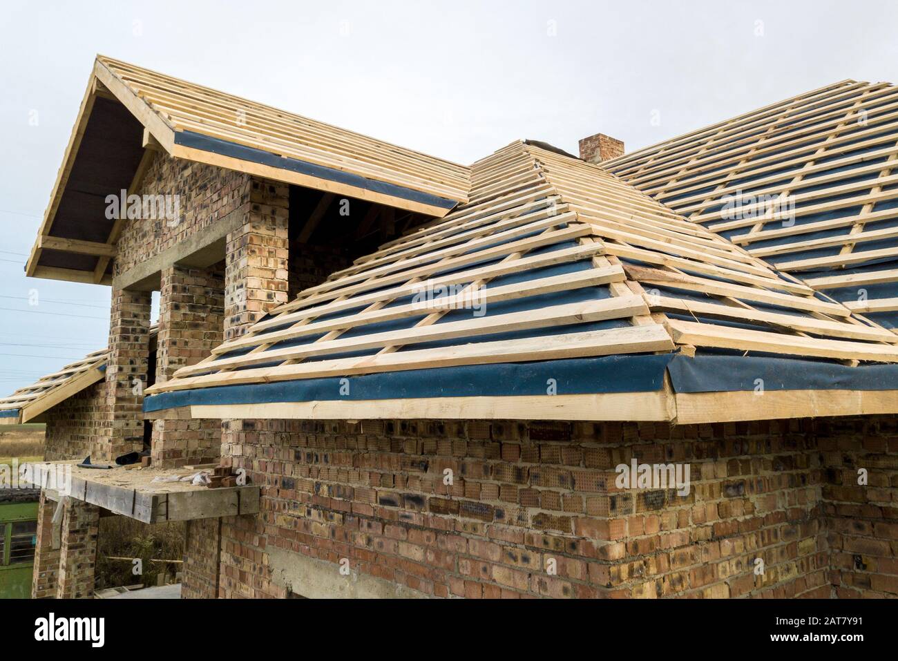 Residential townhouse under renovation construction hi-res stock ...