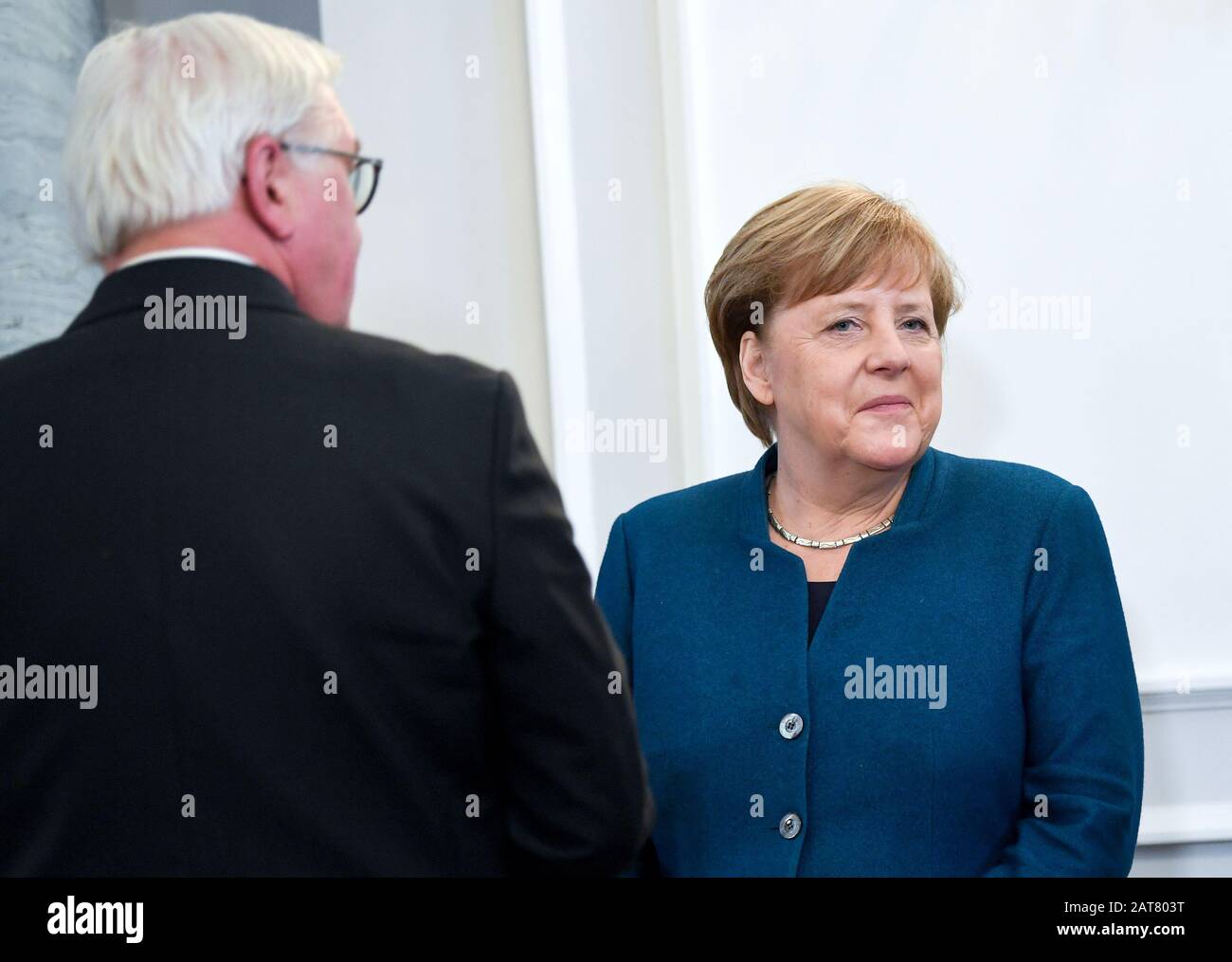 31 January 2020, Berlin: Chancellor Angela Merkel (CDU) and Federal ...