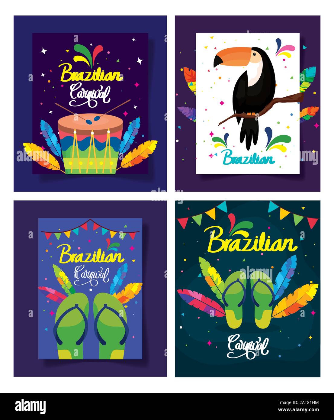 set of poster carnival brazil with decoration Stock Vector Image & Art ...