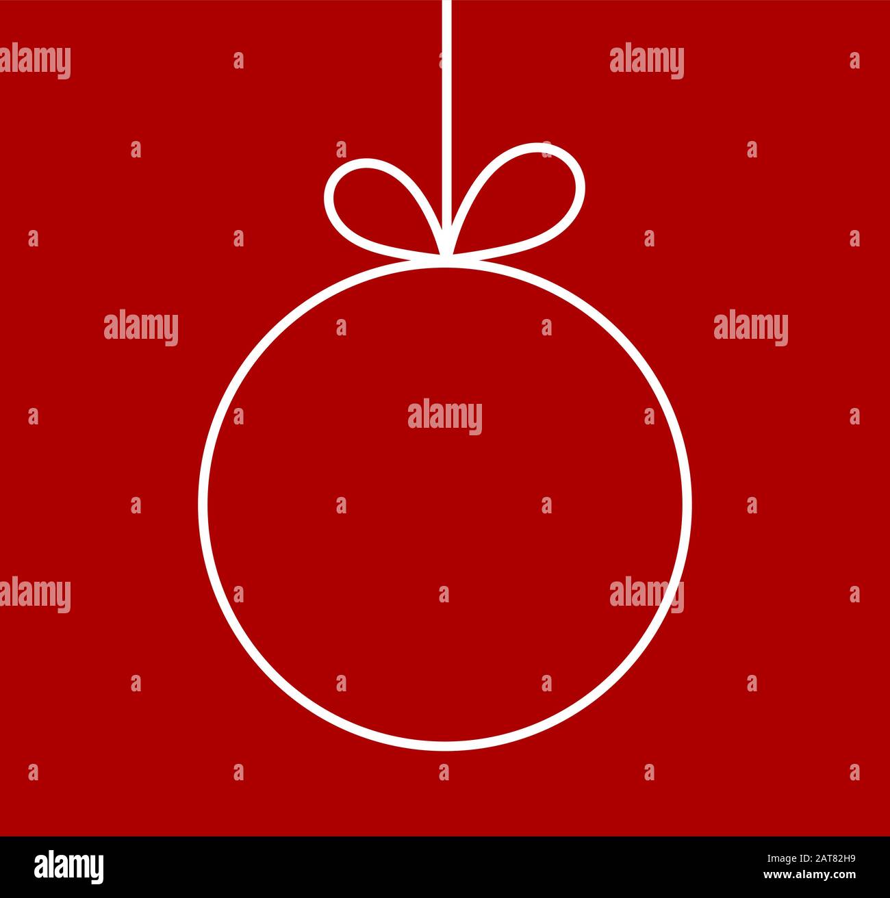 Christmas ball ornament line shape on red background. Vector ...