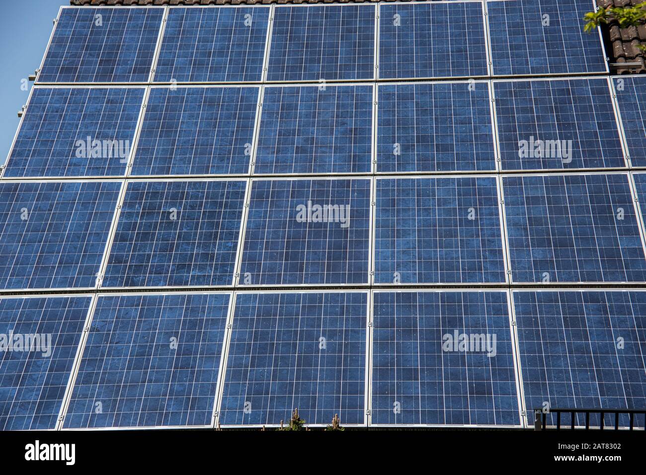 Solar cells for photovoltaics on roof Stock Photo - Alamy