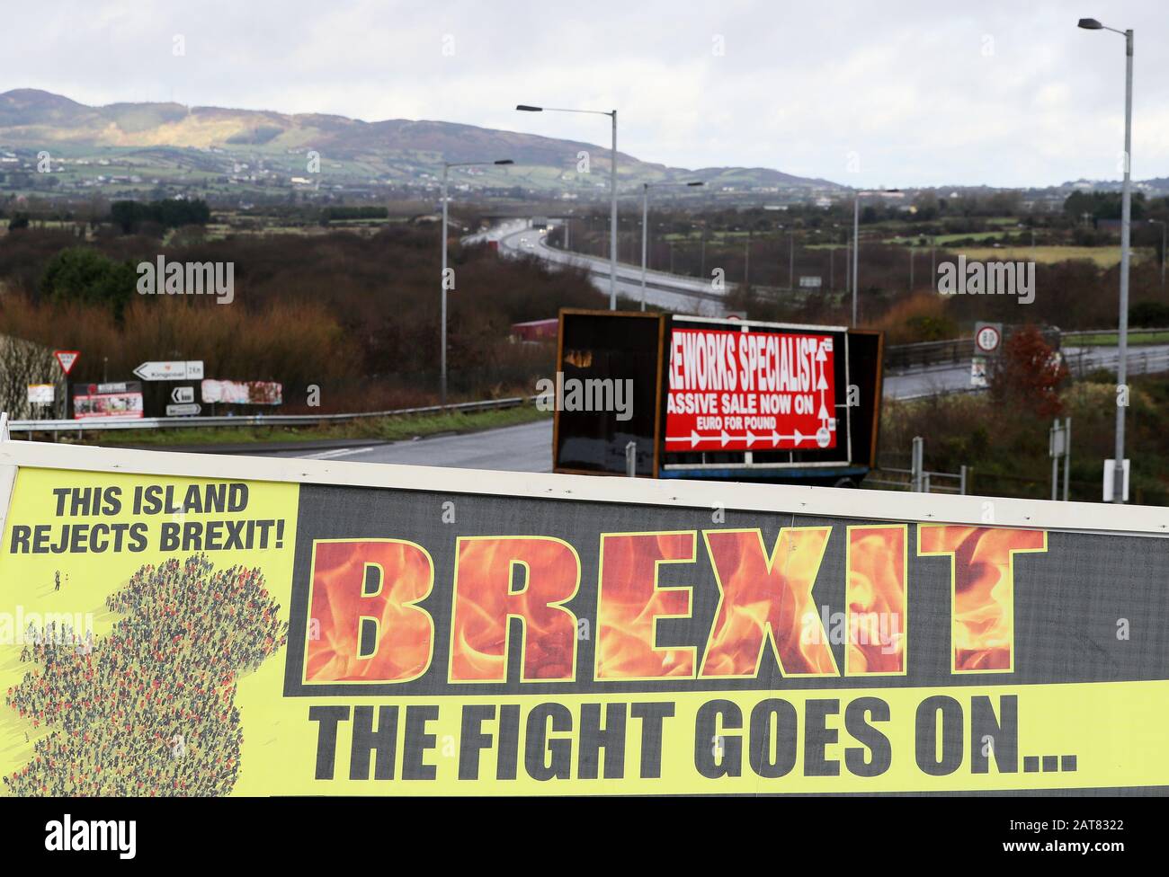 A Border Communities Against Brexit poster before its unveiling at a ...