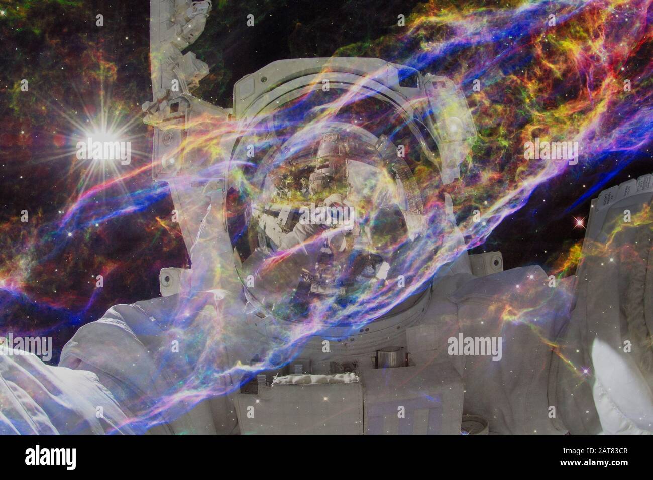 Astronaut in outer space. Science fiction art. Elements of this image ...