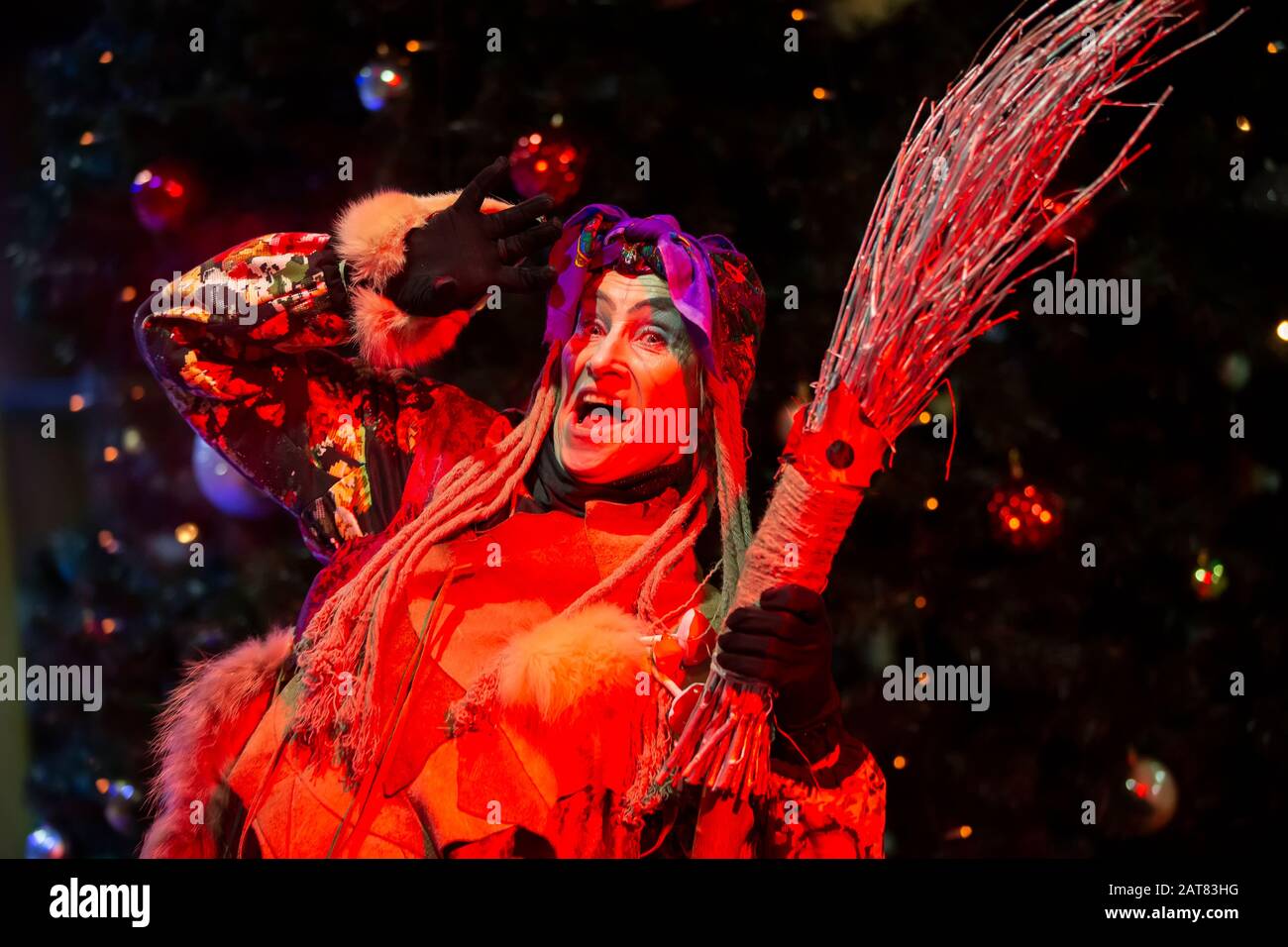 Creepy Baba Yaga in red lighting Stock Photo - Alamy