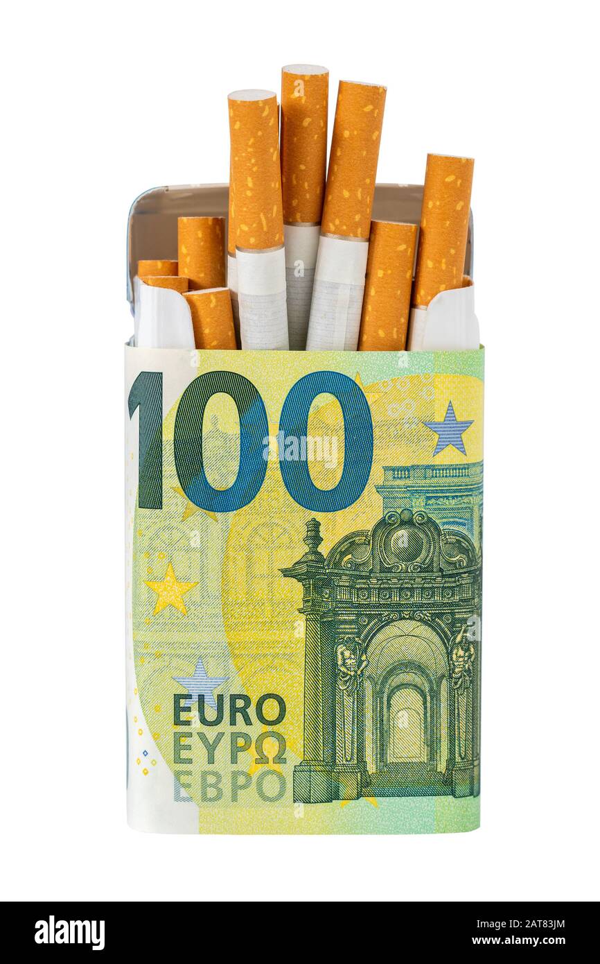 Cigarette pack wrapped in Euro currency tells about cost of smoking ...