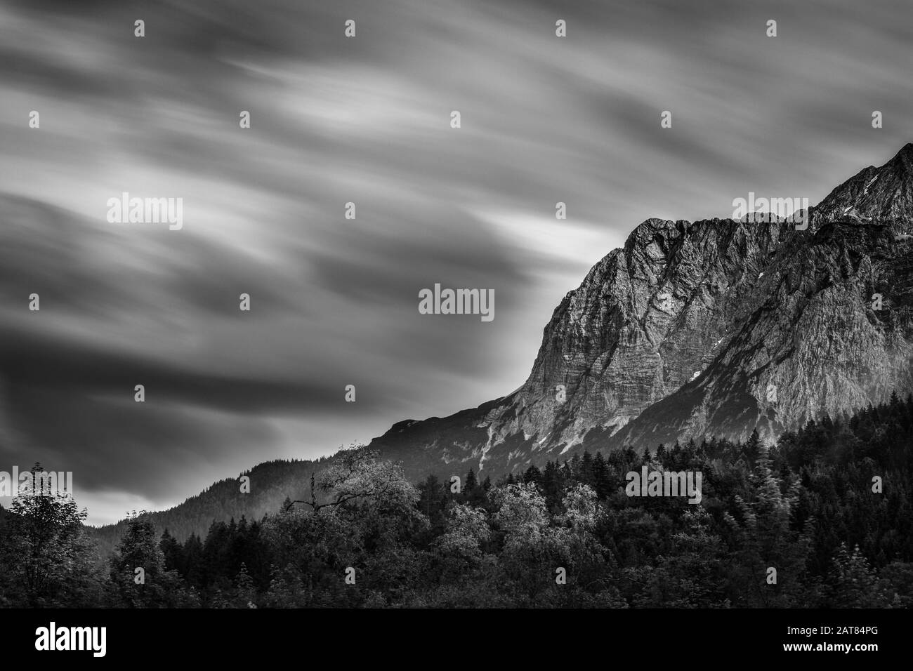 Manndl Peak Austrian German Mountain Range in Black and White. This ...