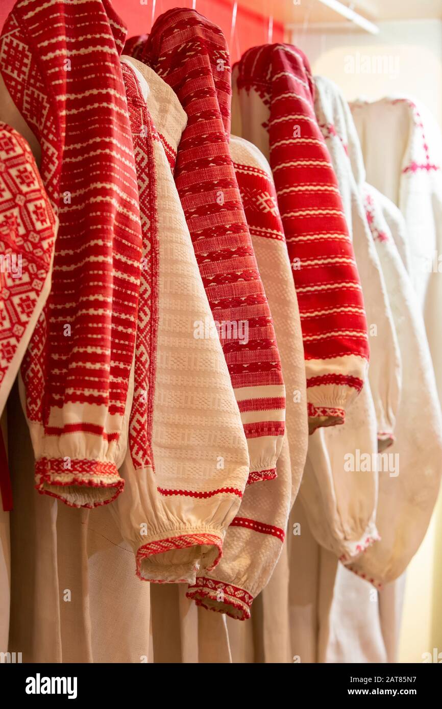 Part of the Slavic national clothes. Embroidery Stock Photo - Alamy