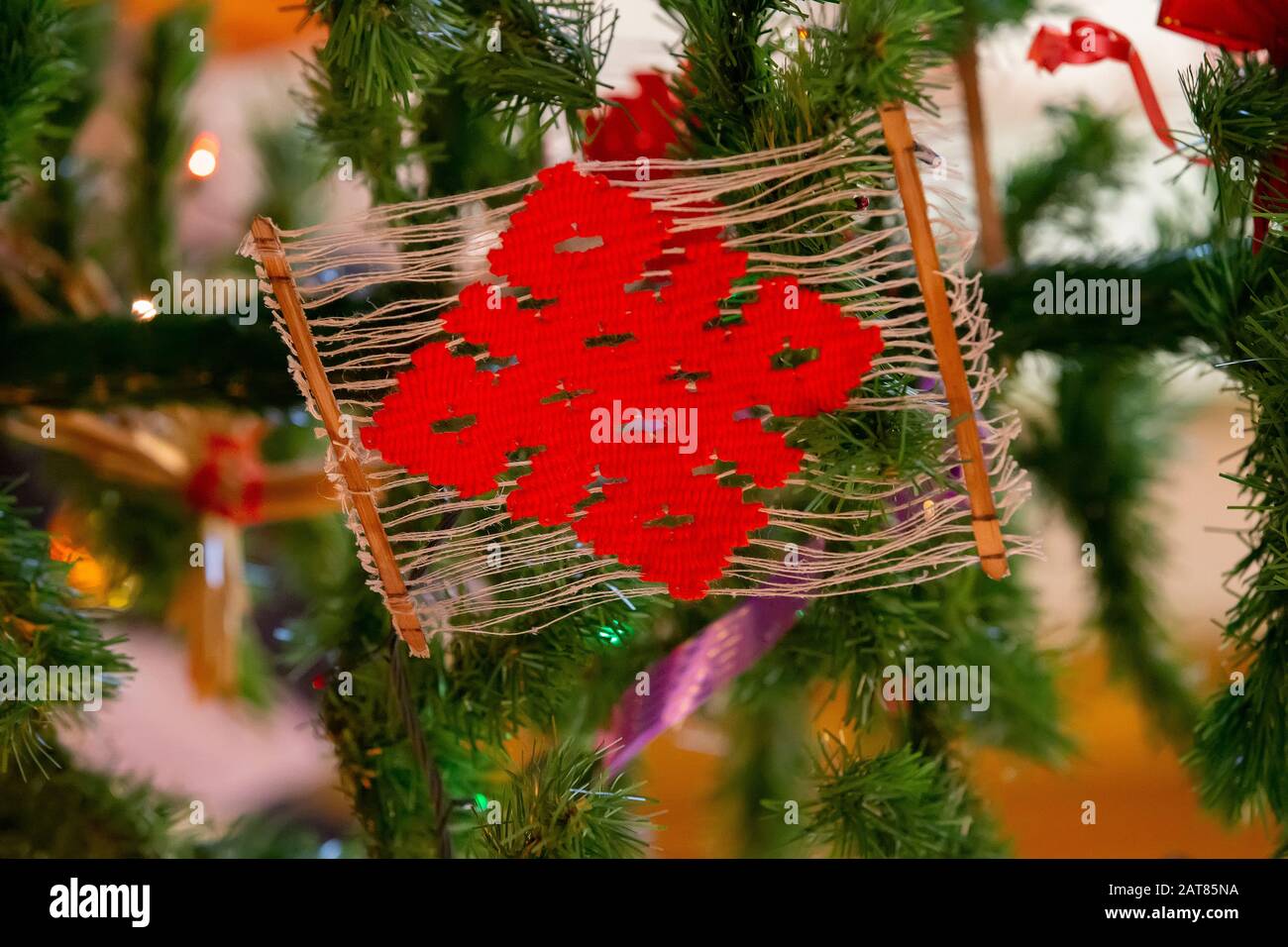 Slavic symbol on the Christmas tree. Slavic Christmas Stock Photo - Alamy
