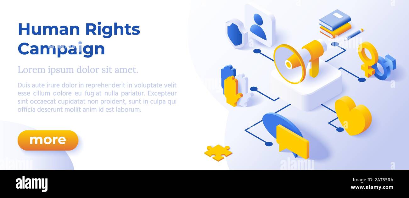 HUMAN RIGHTS - Isometric Design in Trendy Colors. Isometrical Icons on ...