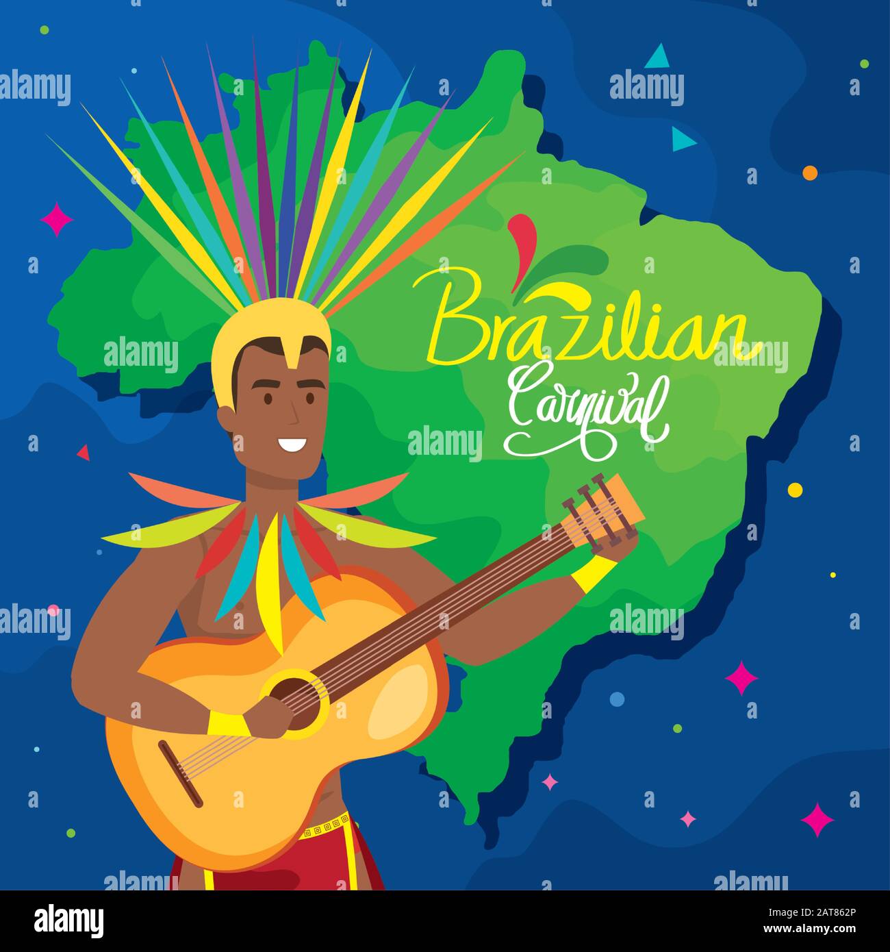 poster of brazilian carnival with dancer exotic male and decoration ...