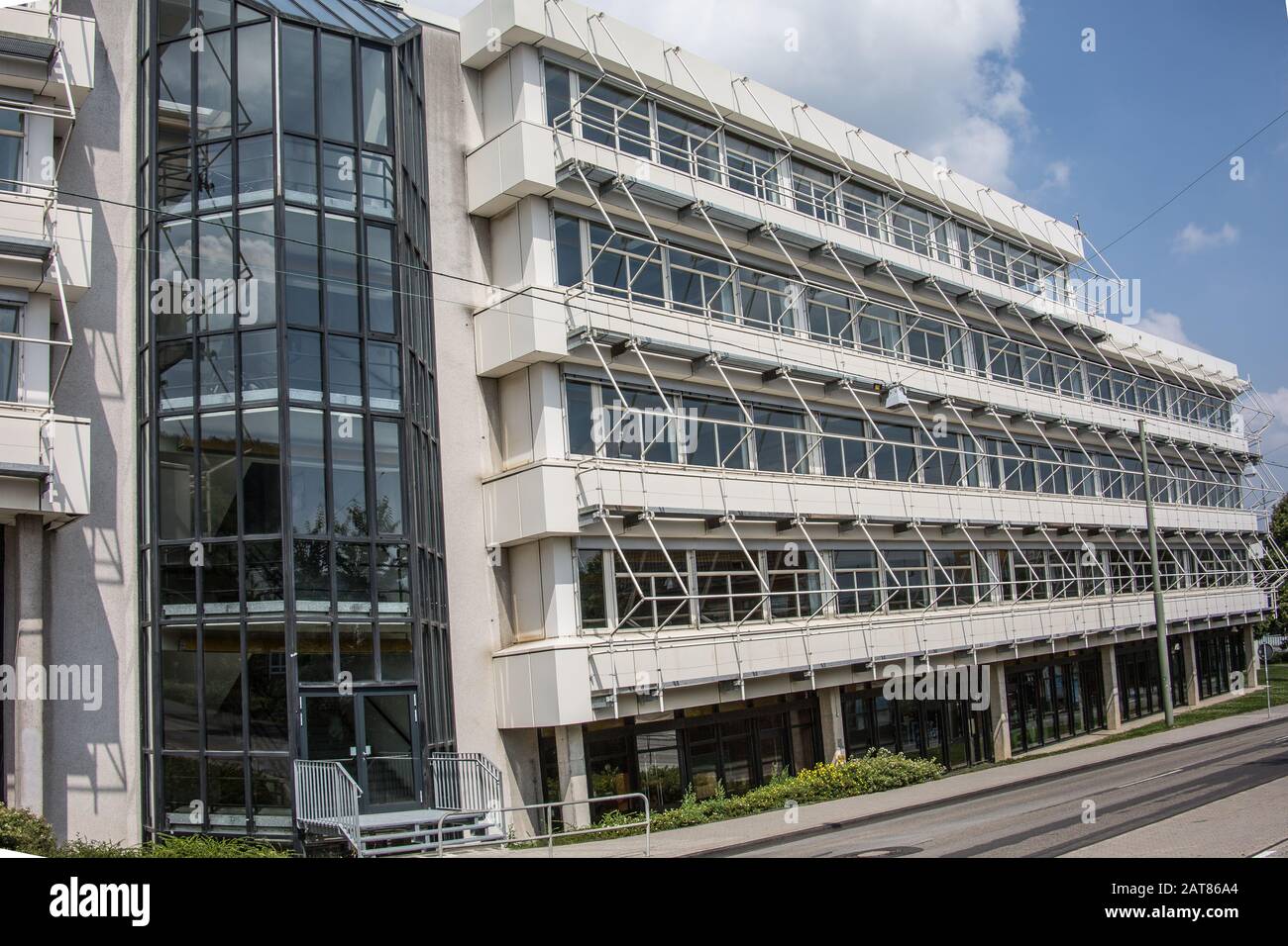 high building with glass facade as a school Stock Photo - Alamy