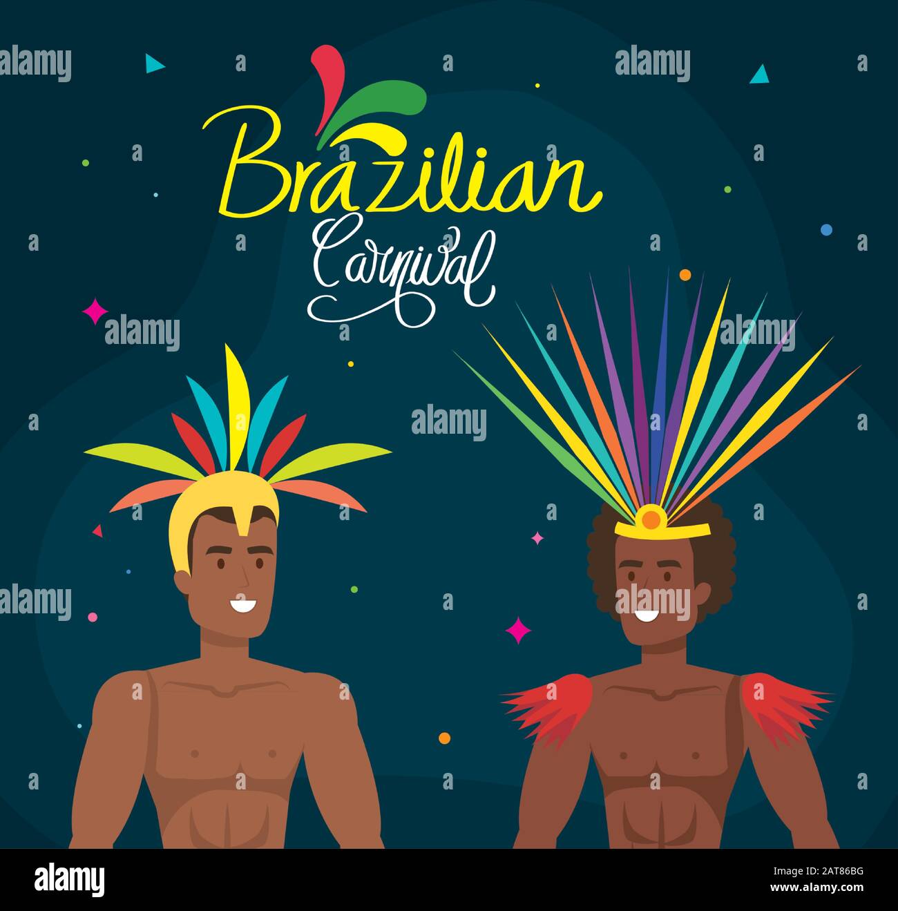 poster of brazilian carnival with dancer exotic men Stock Vector Image ...