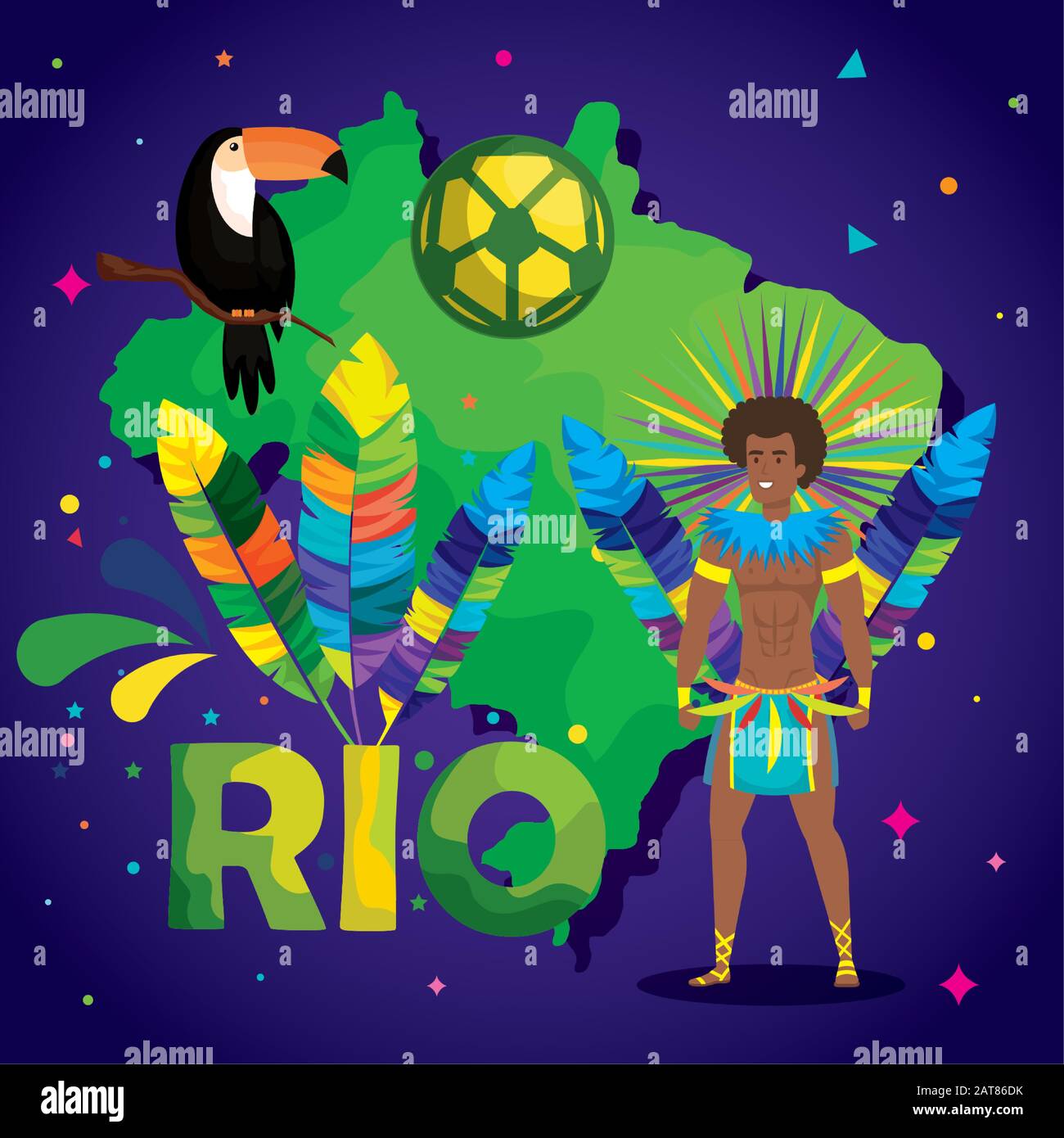 poster of carnival rio with exotic dancer man and icons traditionals ...