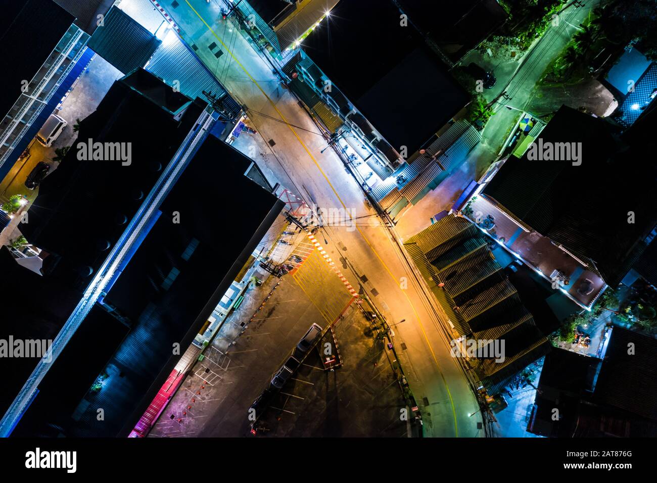 Aerial night city hyperlapse fly hi-res stock photography and images ...