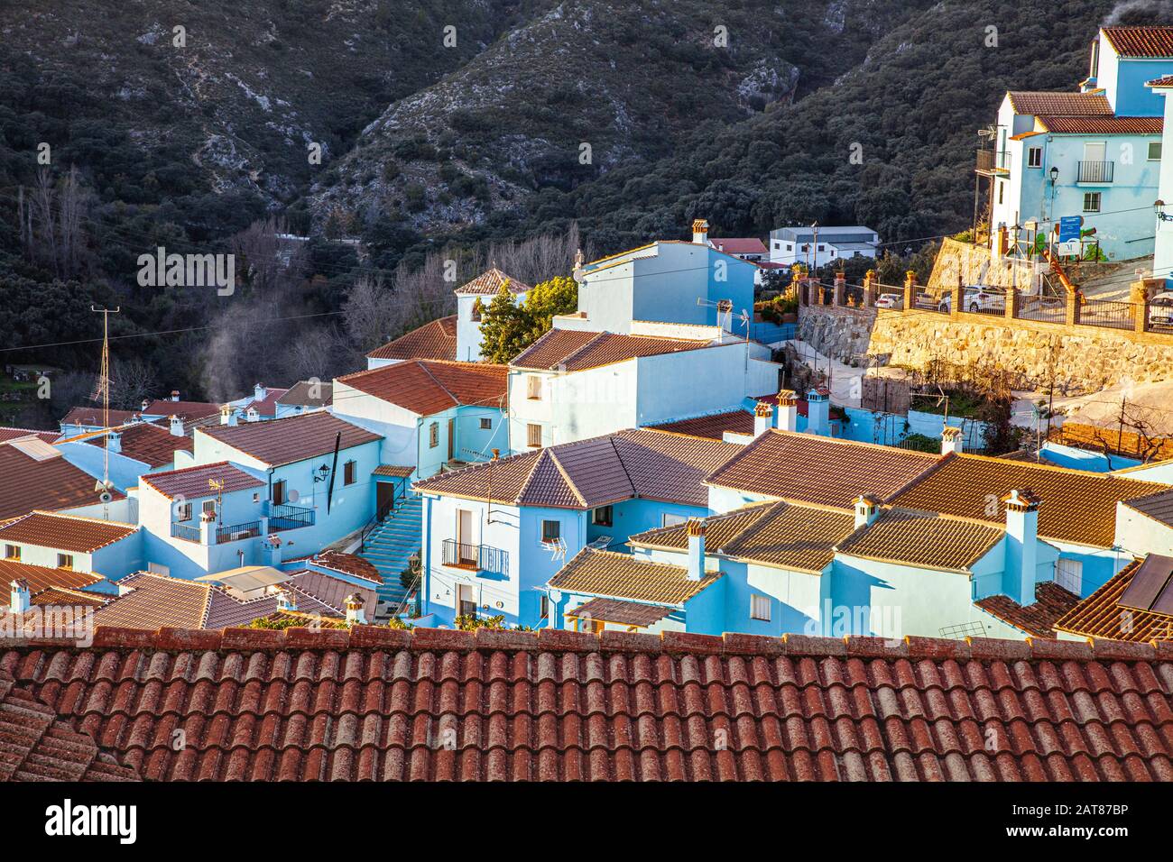 The famous blue village Juzcar also called smurf village in Spain ...