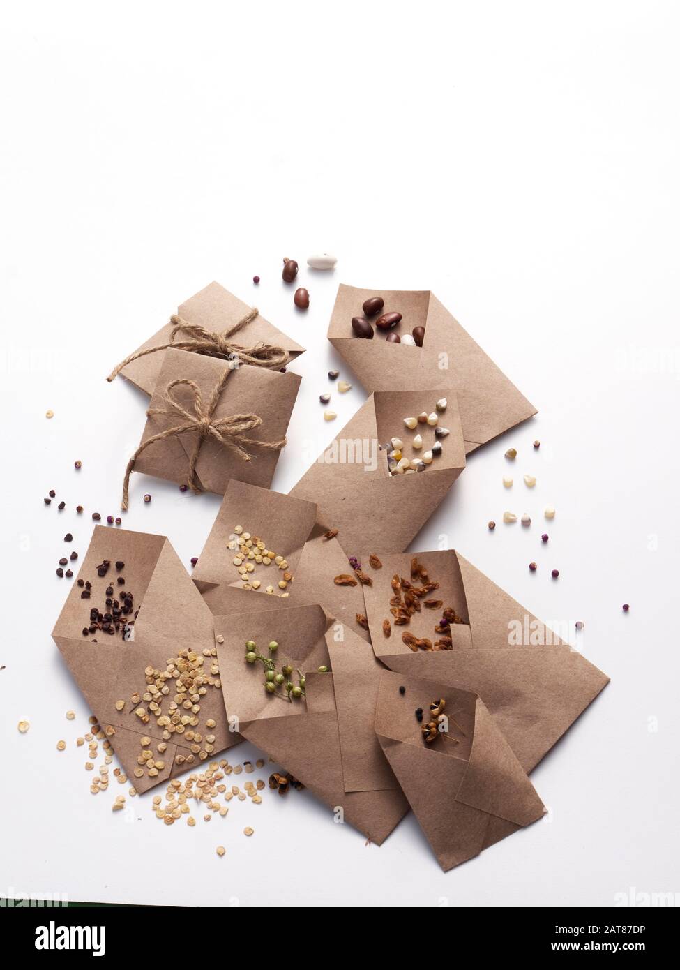 Heritage, heirloom garden seeds in home made brown paper packets ...