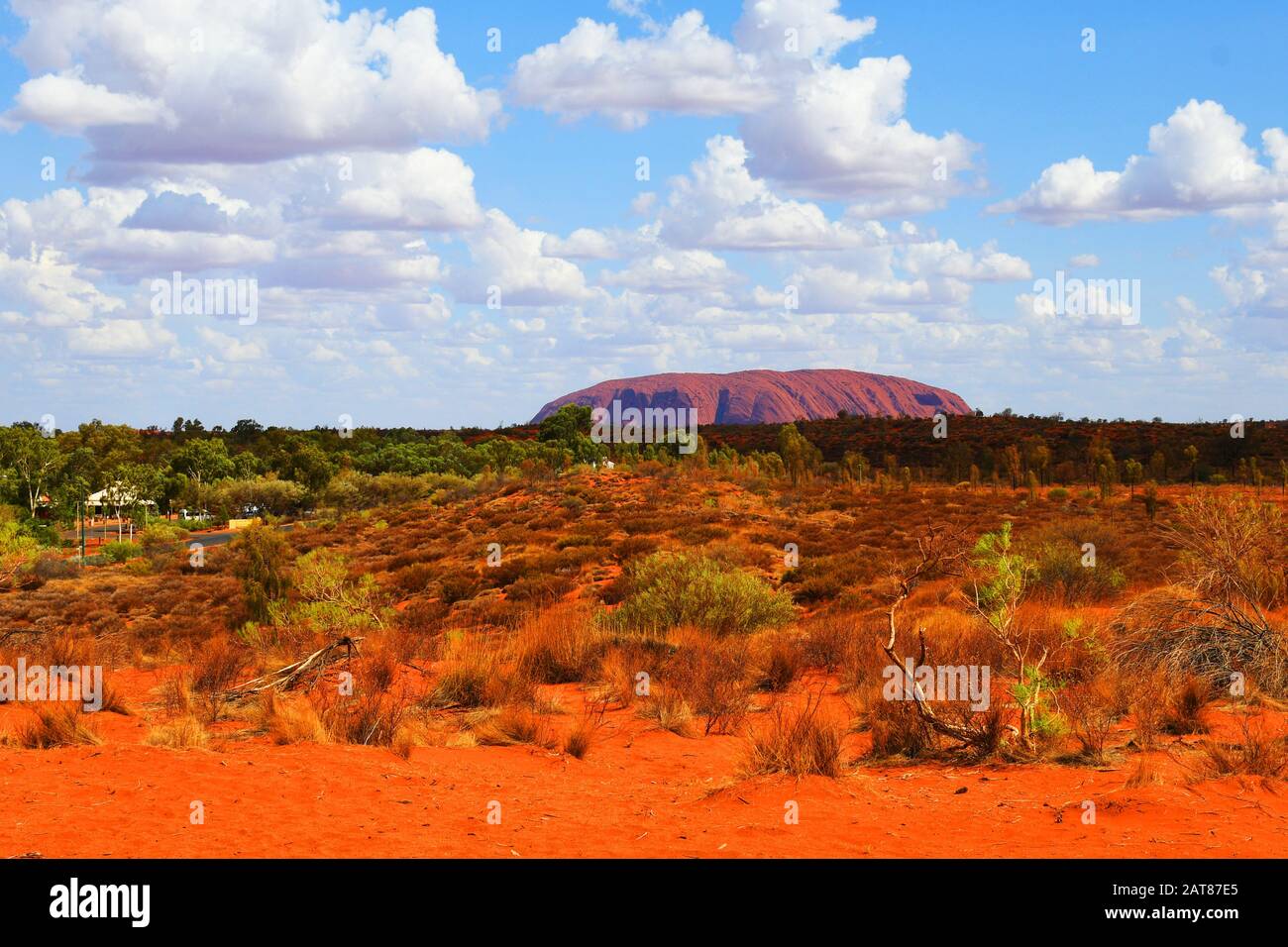 Uluru, also known as Ayers Rock, from a long distance. Ulure Kata-Tjuta ...