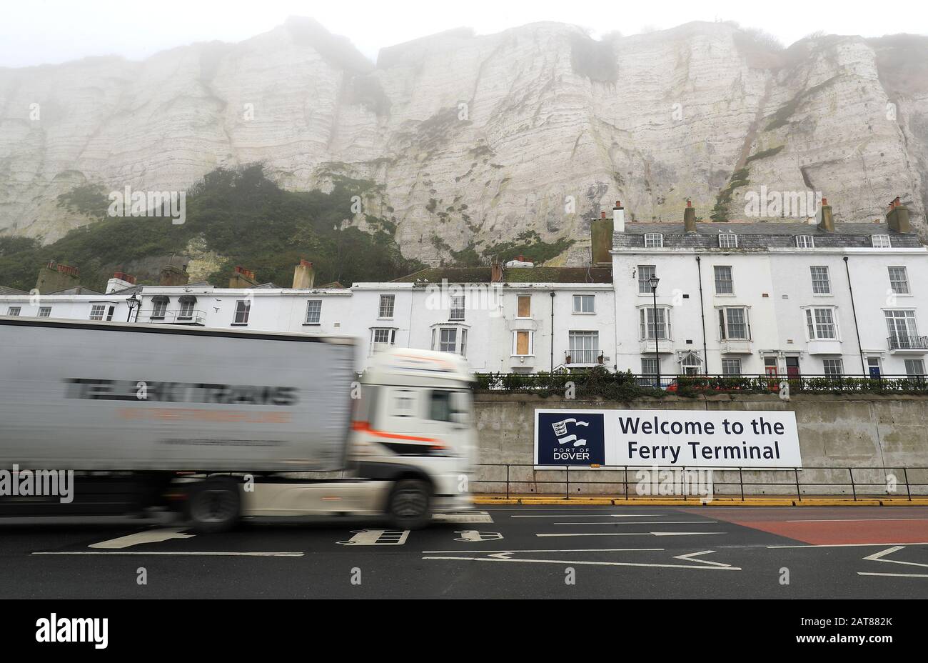 A lorry arrives at the Port of Dover in Kent, ahead of the UK leaving ...